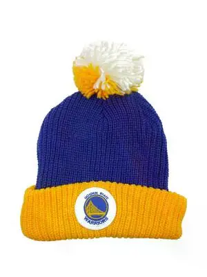 Mitchell & Ness Nba Golden State Warriors Pom-pom Beanie - Blue