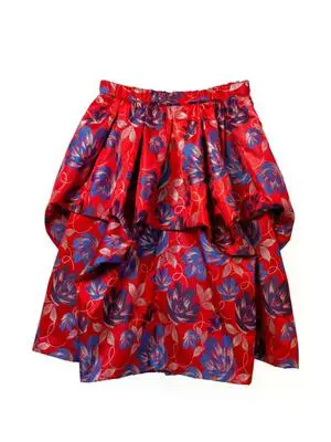 Comme Des Garçons Floral Print Midi Skirt - Red