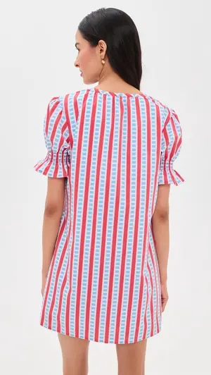 Addison Bay Striped Puff Sleeve Sailor Dress