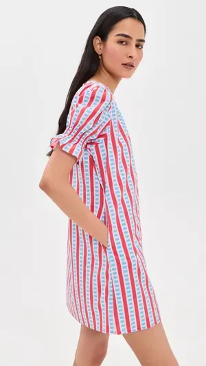 Addison Bay Striped Puff Sleeve Sailor Dress