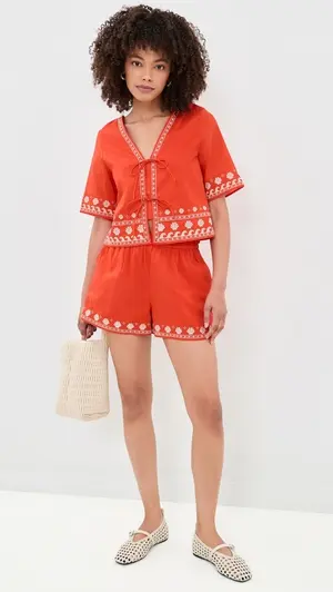 Z Supply Embroidered Cotton Shorts