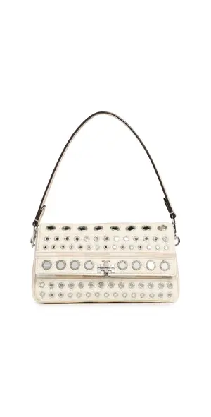 Tory Burch Charlie Embellished Small Shoulder Bag New Ivory