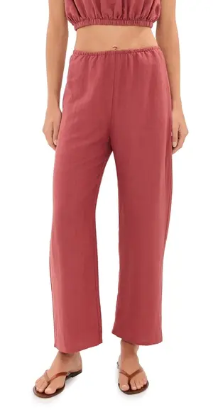 LE BOP Kelsey Linen Blend Pants - Marsala