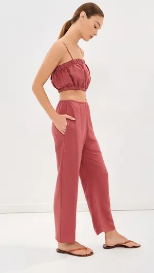 LE BOP Kelsey Cropped Mid Rise Pants - Marsala