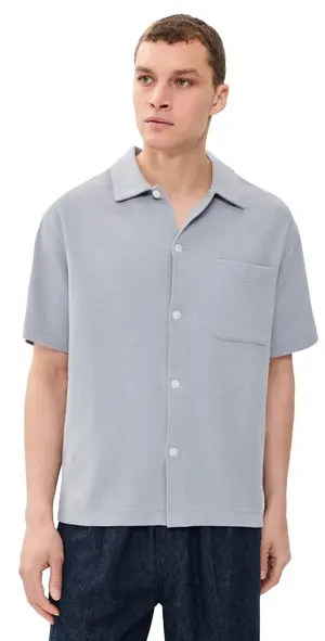 FRAME Textured Button Down Shirt - Blue Grey