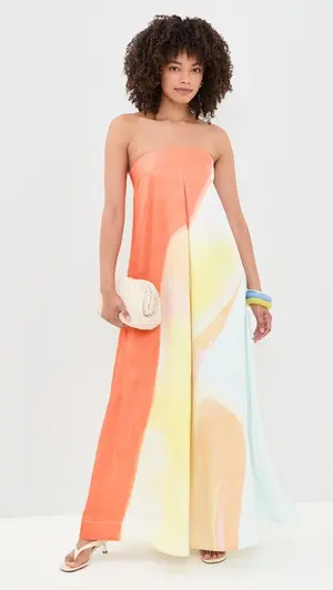 Significant Other Elvi Strapless Abstract Print Maxi Dress