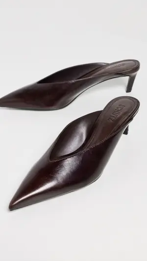 Schutz Loren Mid Mules - Dark Brown