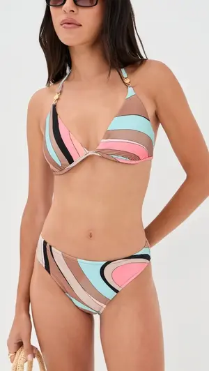 L'Agence Abstract Swirl Nicole Bikini Bottoms - Multi