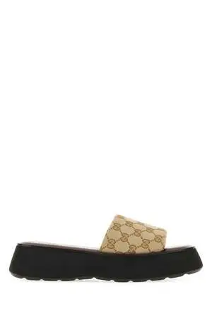 Gucci Gg Canvas Platform Slides - Multicolor