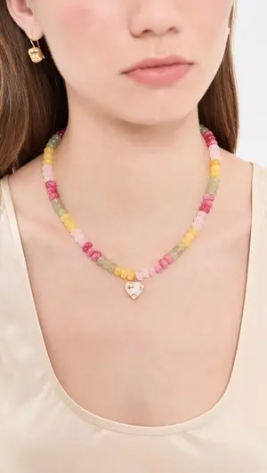 LOGAN TAY Beaded Heart Necklace