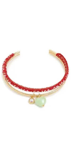 LOGAN TAY Fabric Stacked Collar Necklace With Heart Charm