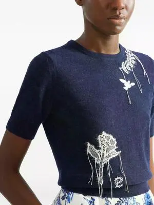Erdem Embroidered Short Sleeve Knitted T-shirt