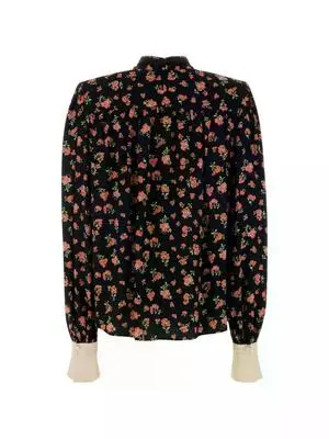Valentino Garavani Floral Print Pleated Shirt - Black