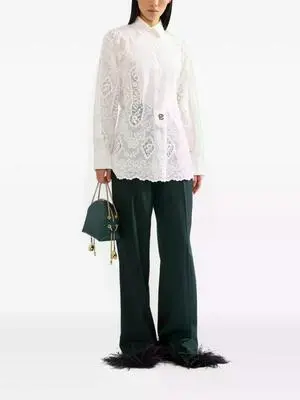 Erdem Embroidered Cotton-voile Blouse With Lace Panels