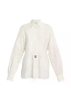 Erdem Embroidered Cotton-voile Shirt - Neutrals