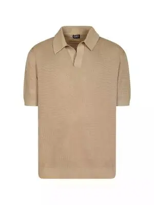 Zegna Waffle-knit Polo-collar T-shirt - Neutrals