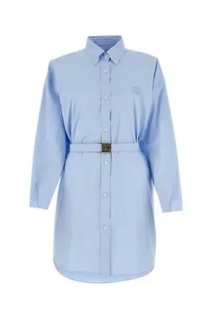 Miu Miu Light Poplin Shirt Dress With Belt
