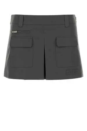 Miu Miu Poplin Mini Skirt - Gray
