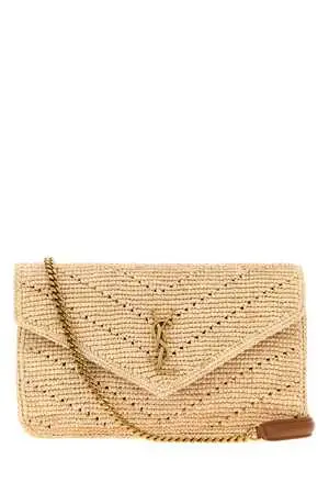 Saint Laurent Raffia Loulou Shoulder Bag - Brown