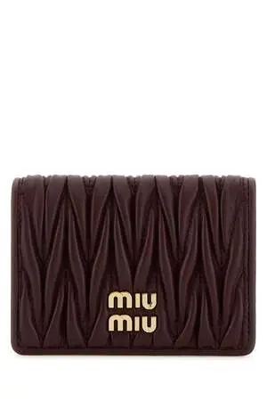 Miu Miu Burgundy Nappa Leather Card Holder - Red