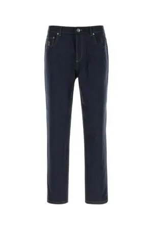 Brunello Cucinelli Dark Felt Straight Leg Trousers - Blue