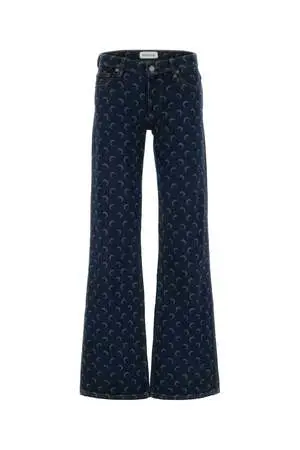 MARINE SERRE Printed Denim Palazzo Jeans - Multicolor