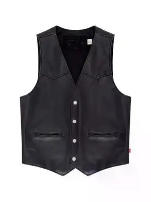 DENIM TEARS Tracy's King Tut Leather Waistcoat - Black