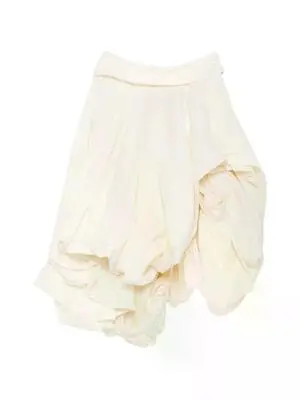 Magda Butrym Beige Balloon Hem Draped Midi Skirt - Neutrals