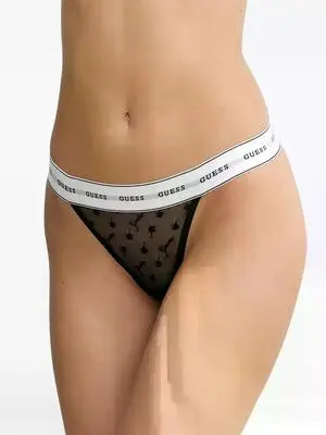 Guess Logo-print Mesh Bra - Black