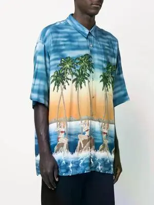 Pierre Cardin 1990s Palm Tree-print Shirt