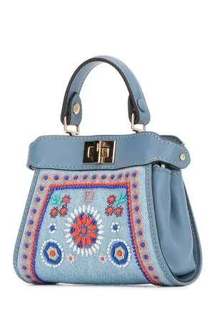 Fendi Nano Peekaboo Denim Ricamo B