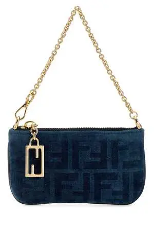 Fendi Velvet Mini Pouch - Blue