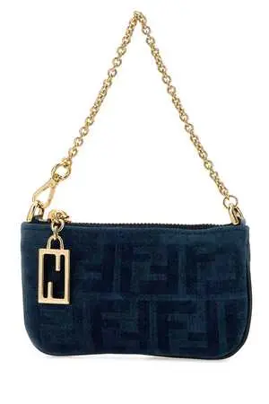 Fendi Velvet Mini Pouch With Chain Strap