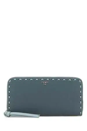 Fendi Air Force Leather Large Peekaboo Wallet - Blue