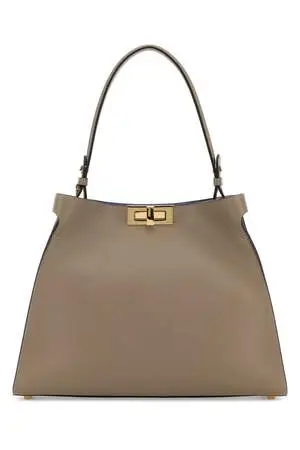 Fendi Dove Grey Leather Medium Way Handbag - Gray