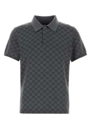 Gucci Grey Gg Knit Polo Shirt - Gray