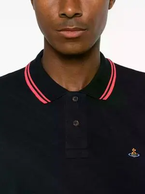 VIVIENNE WESTWOOD Classic Embroidered-detail Cotton Polo Shirt - Blue