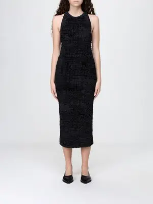 Max Mara Textured Ruched Halter Neck Dress - Black