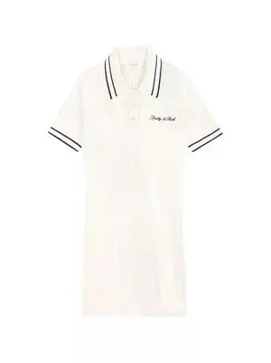 SPORTY & RICH Cable-knit Polo-collar Mini Dress - Neutrals
