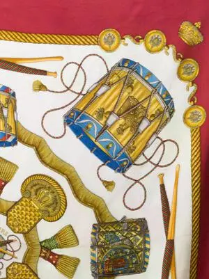Hermès 1989 Les Tambours Silk Scarf