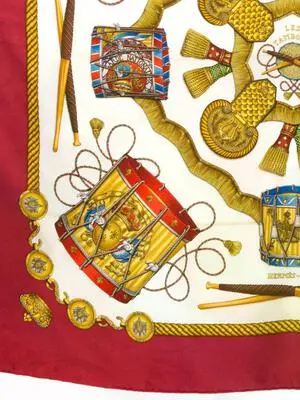 Hermès 1989 Les Tambours Silk Scarf