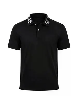 Guess Logo-print Polo Shirt - Black