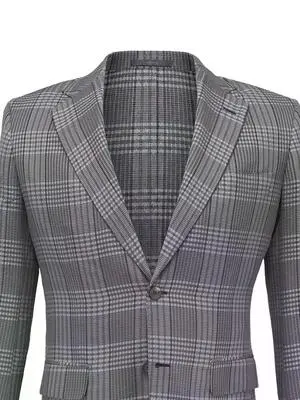 Brioni Check-pattern Notched-lapel Jacket - Grey
