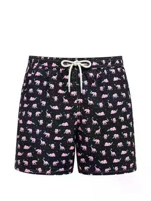 MC2 SAINT BARTH Elephant-print Swim Shorts - Black