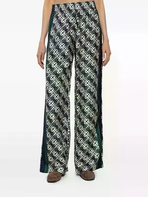 Casablanca Monogram Print Silk Trousers