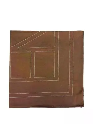 TOTEME Monogram-embroidered Silk Scarf - Brown