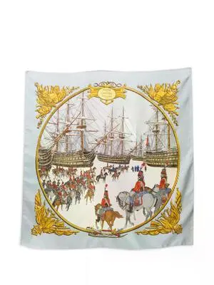 Hermès 1966 Marine Et Cavalerie Silk Scarf - Neutrals
