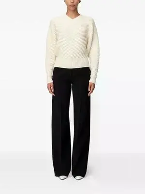 Another Tomorrow Ribbed-knit Dolman-sleeve Sweater