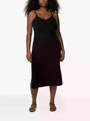Another Tomorrow Double-strap Cashmere Slip Midi Dress - Black