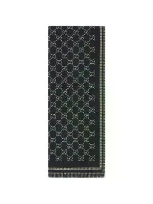 Gucci Gg-jacquard Wool Scarf - Black